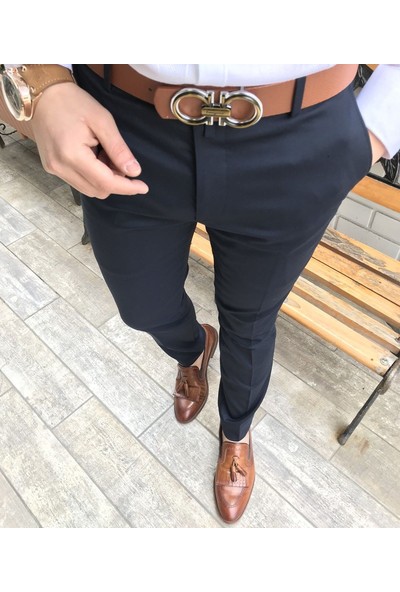 Terzi Adem İtalyan Kesim Slim Fit Lacivert Kumaş Pantolon T3486