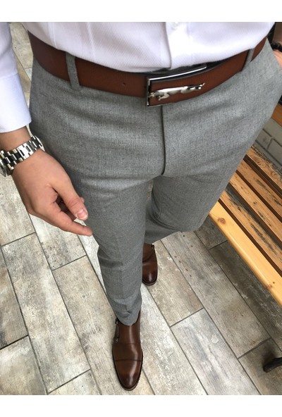 Terzi Adem İtalyan Stil Slim Fit Erkek Kumaş Pantolon Gri T4254 Terzi Adem İtalyan Stil Slim Fit Erkek Kumaş Pantolon Gri T4254