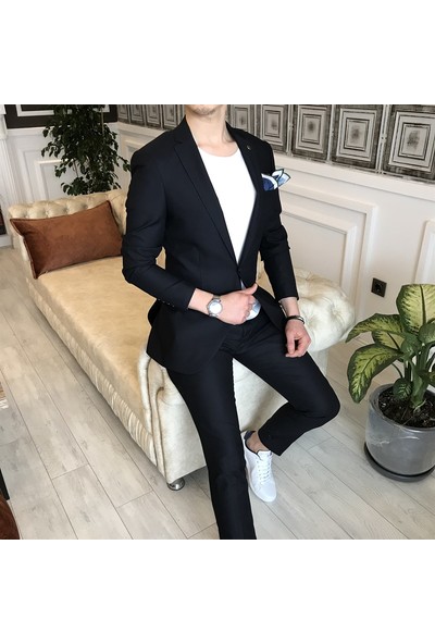 Terzi Adem İtalyan Stil Slim Fit Erkek Ceket Pantolon Takım Elbise Lacivert T4551