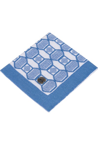 Hemington Mavi Karo Desenli Örgü Cep Mendili