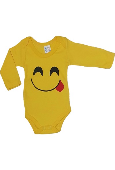 Cantaz Baby 74478 Emoji Baskılı Sarı Badi 12 Ay