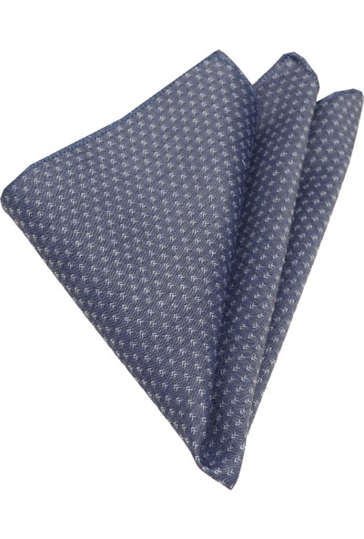 Exve Exclusive İndigo Beyaz üçgen desenli dokuma Yaka Mendili
