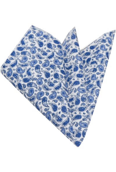 Exve Exclusive Mavi Beyaz Şal Desen Baskılı İtalyan Yaka Mendili Exve Exclusive Mavi Beyaz Şal Desen Baskılı İtalyan Yaka Mendili