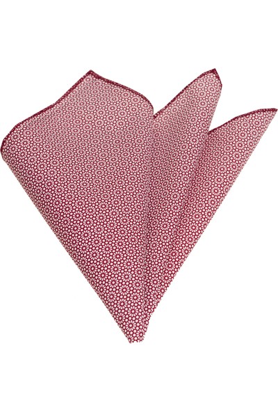 Exve Exclusive Bordo Çiçek Desenli Pamuk Cep Yaka Mendili