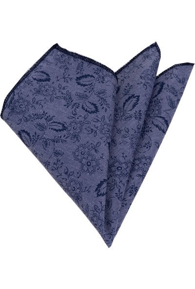 Exve Exclusive İndigo Lacivert Şal Desen Dokuma Yaka Mendili
