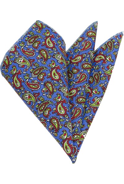Exve Exclusive Mavi Yeşil Kırmızı Şal Desen Yaka Mendili Exve Exclusive Mavi Yeşil Kırmızı Şal Desen Yaka Mendili