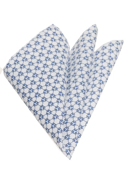 Exve Exclusive Beyaz Mavi Geometrik Desen Pamuk Cep Yaka Mendili Exve Exclusive Beyaz Mavi Geometrik Desen Pamuk Cep Yaka Mendili