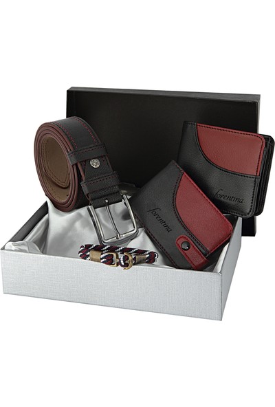 Forentina Siyah Bordo Kemer Cüzdan Kartvizit Bileklik Set PS1297 Forentina Siyah Bordo Kemer Cüzdan Kartvizit Bileklik Set PS1297