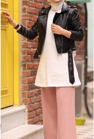 Moda Ekru Suni Deri Mont Siyah 1693 Moda Ekru Suni Deri Mont Siyah 1693