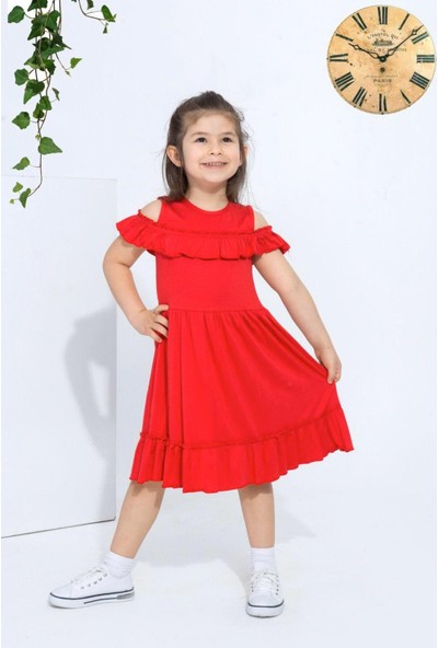 Tarz Kids Günlük Elbise Kız Çocuk Kırmızı