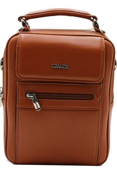 Grande 4588 Deri Erkek El Çantası Çapraz Çanta Taba
