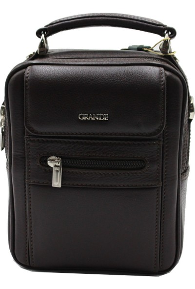 Grande 4587 Deri Erkek El Çantası Çapraz Çanta Kahve
