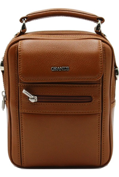 Grande 4586 Deri Erkek El Çantası Çapraz Çanta Taba