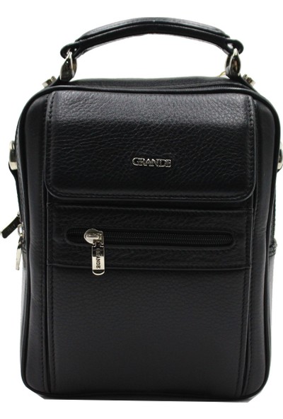 Grande 4586 Deri Erkek El Çantası Çapraz Çanta Siyah