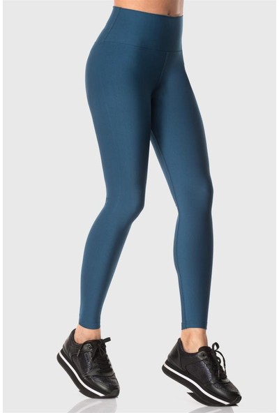 Superstacy Yüksek Bel Petrol Mavi Spor Tayt