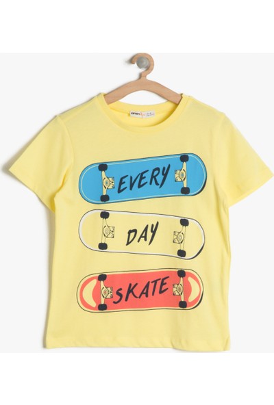 Koton Erkek Çocuk Baskılı T-Shirt Sarı