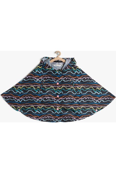 Koton Kız Çocuk Baskılı Mont Siyah