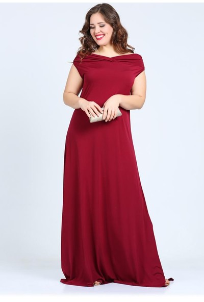 Angelino Butik Kl126 Bordo Abiye Elbise