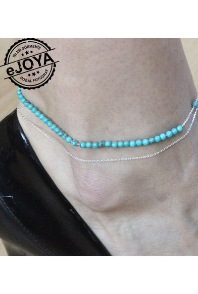 Ejoya Doğal Turquaz Taşlı Gümüş Halhal Dgh93 Ejoya Doğal Turquaz Taşlı Gümüş Halhal Dgh93