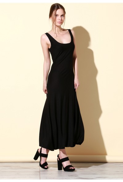 Quincey Viskon Verev Elbise Siyah EB2480