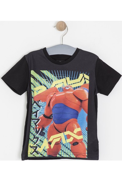 Soobe Lisanslı Big Hero 6 Kısa Kol T-Shirt Siyah
