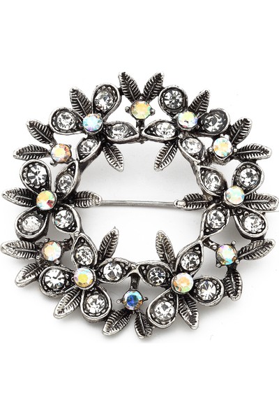 Modex Taşlı Çiçek Broş