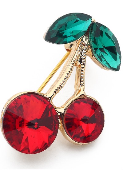 Modex Taşlı Kiraz Broş