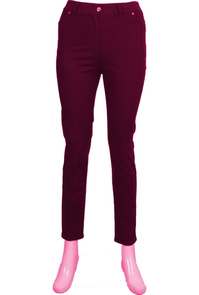 Ruşetül Cotton Kadın Büyük Beden Pantolon Bordo