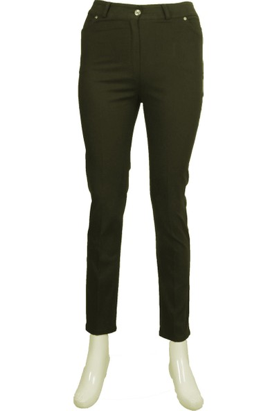 Ruşetül Cotton Kadın Büyük Beden Pantolon Askeri Yeşil