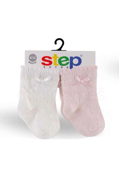 Step İkili Fiyonklu Kız Çocuk Soket Çorap Seti