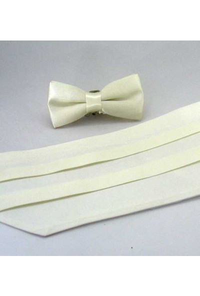 Gaffykrem Çocuk Boy Düz Renk Saten Kuşak-Papyon Takim - Ckp-06