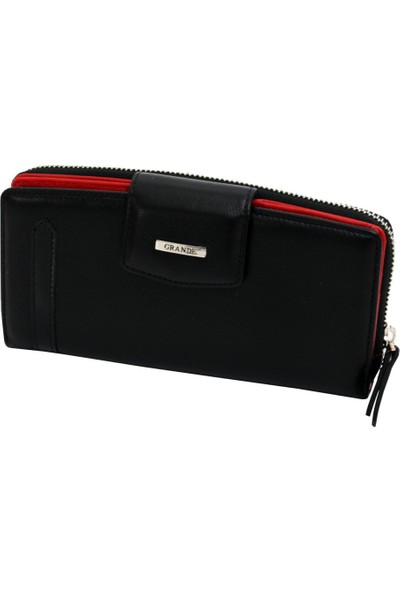 Gd 2714-S Grande Siyah Hakiki Deri Bayan Cüzdan - Kartlık
