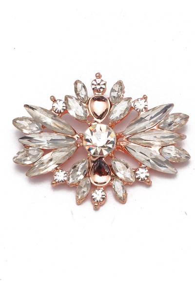 Modex Rose Mekik Taşlı Şık Broş