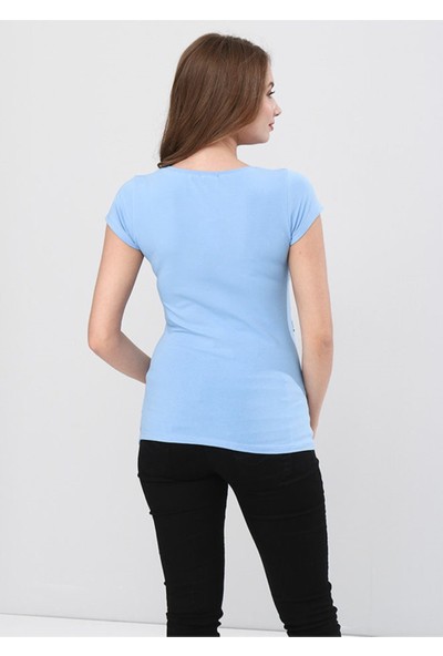 Gör&Sin Pencereden Bakan Bebek Baskılı Hamile T-Shirt Mavi Gör&Sin Pencereden Bakan Bebek Baskılı Hamile T-Shirt Mavi