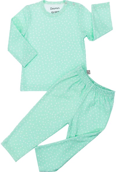 Boumini Bebek ve Çocuk Pijama Takımı Üçgenler Mint