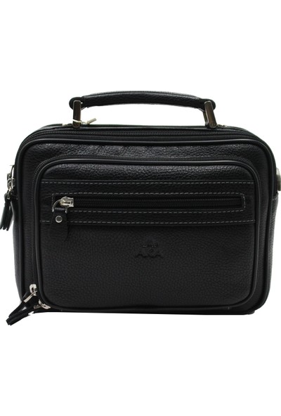 Aka Deri 318 Deri Erkek El Çantası Çapraz Çanta Siyah