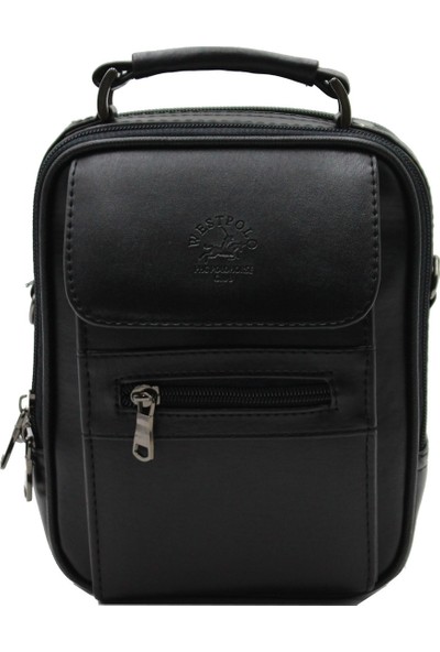 West Polo 3002 Orta Dik Kapaklı El ve Çapraz Askılı Erkek Çanta Siyah