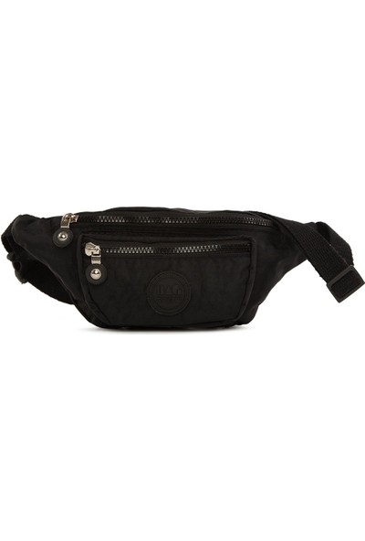 Bagmori Siyah Paraşüt Kumaş Armalı Bel Çantası