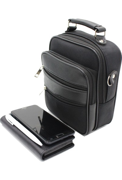 Hakan Çanta EG3009 Kumaş Büyük Boy Erkek El ve Omuz Askılı Çanta Siyah Hakan Çanta EG3009 Kumaş Büyük Boy Erkek El ve Omuz Askılı Çanta Siyah