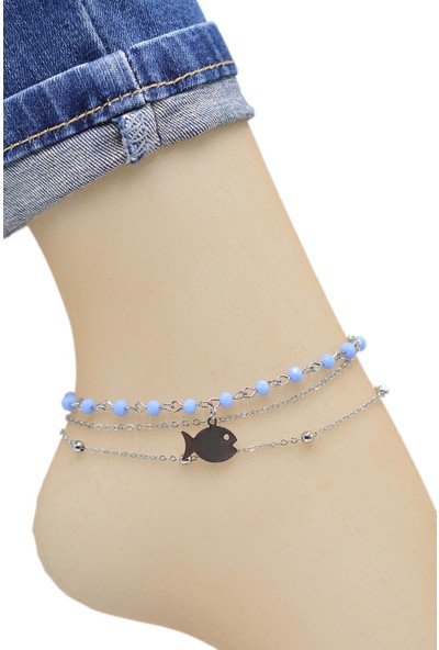 My Konsept Gümüş Tasarım Kristal Boncuklu Halhal My Konsept Gümüş Tasarım Kristal Boncuklu Halhal