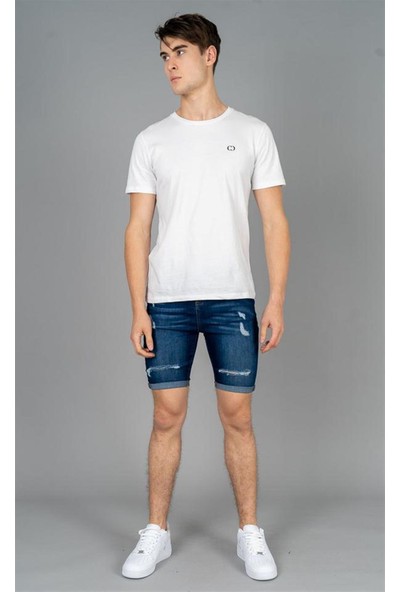 Soydance Yırtık Jean Şort Lacivert