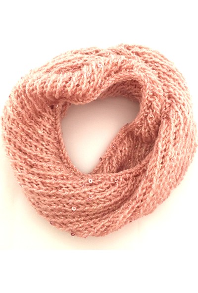 Pafuli El Örgüsü Dikişsiz Simli Pullu Kız Çocuk Boyunluk Pudra