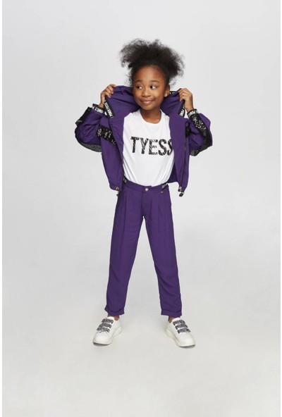 Tyess Kız Çocuk Mor Eşofman Üstü