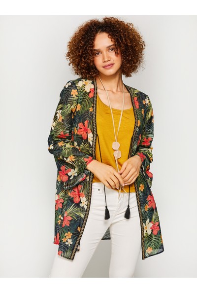 Faik Sönmez Çiçek Desenli Vual Kimono 60087
