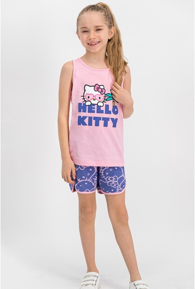 Hello Kitty Lisanslı Açık Pembe Kız Çocuk Şort Takım