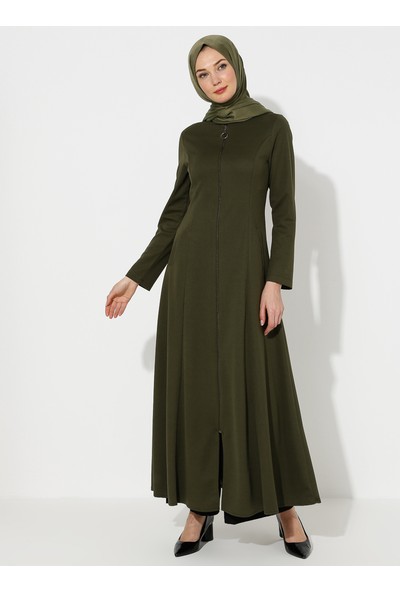 Miss Cazibe Kadın Çift Cepli Boydan Fermuarlı Ferace