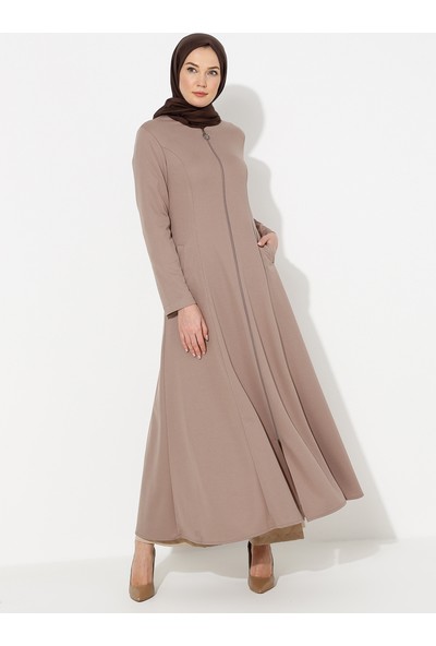 Miss Cazibe Kadın Çift Cepli Boydan Fermuarlı Ferace