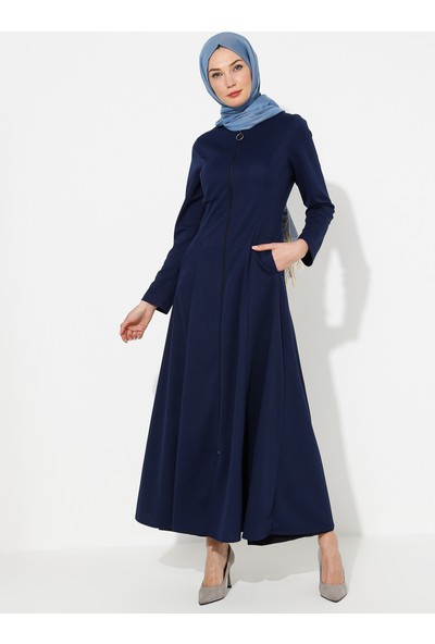 Miss Cazibe Kadın Çift Cepli Boydan Fermuarlı Ferace