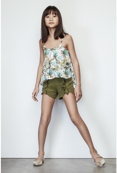 Tyess Kız Çocuk Haki Şort