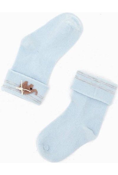 BG Baby Erkek Bebek Beyaz-Mavi-Gri Çorap